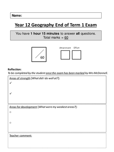 WATER AND CARBON CYCLES-End of topic assessment | Teaching Resources
