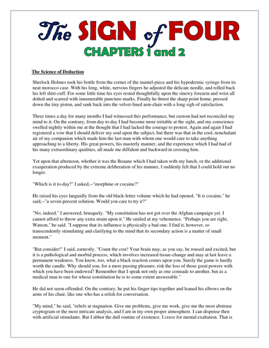 The Sign of Four - Holmes and Watson | Teaching Resources