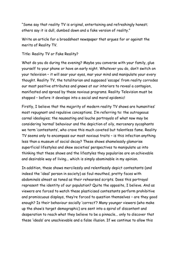 Grade 9 persuasive writing piece (English language P2 Q5) | Teaching ...