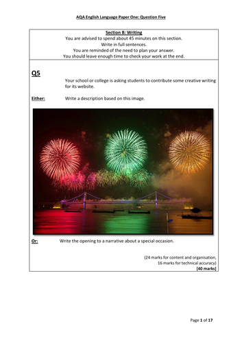 English Language Paper One Question Five Revision & Exam Practice ...