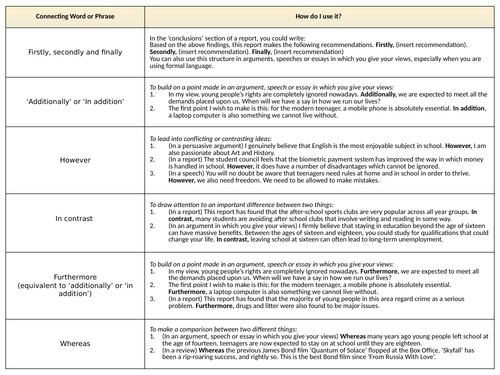 Connectives Mat | Teaching Resources