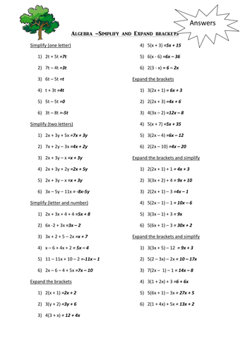 Algebra Worksheets | Teaching Resources