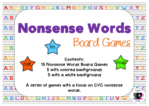 Nonsense Words CVC Board Games | Teaching Resources