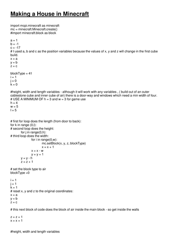 Minecraft Python | Teaching Resources