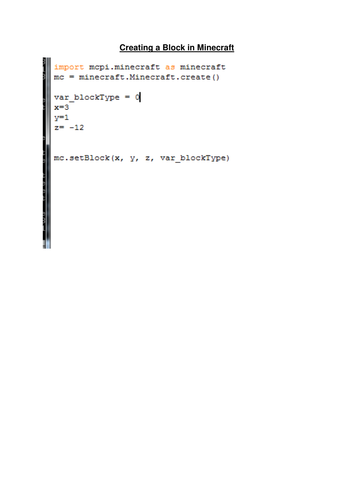 Minecraft Python | Teaching Resources