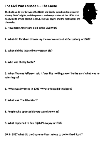 The US Civil War by Ken Burns Episode One Guide | Teaching Resources