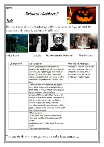 Halloween English Lesson Gothic Horror | Teaching Resources