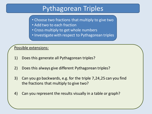 Pythagorean Triples Project | Teaching Resources Pythagorean Triples Project | Teaching Resources