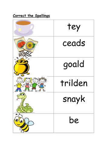 KS1 - Correct the Spellings - Worksheets | Teaching Resources