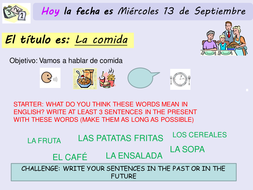 La comida y los verbos de la comida | Teaching Resources