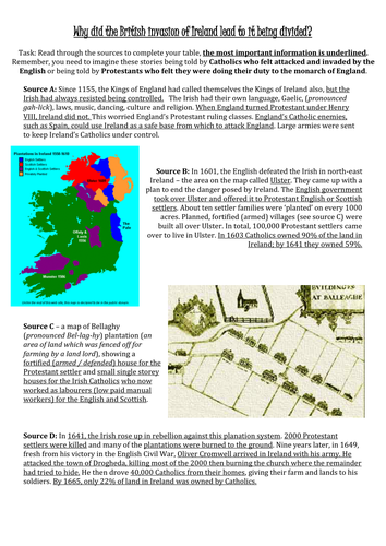 Entire scheme of learning on Irish History for Year 9 | Teaching Resources