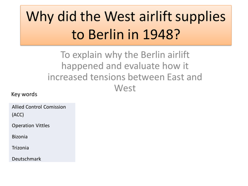 Berlin Blockade and airlift lessons | Teaching Resources