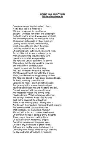 Extract from 'The Prelude' - William Wordsworth | Teaching Resources
