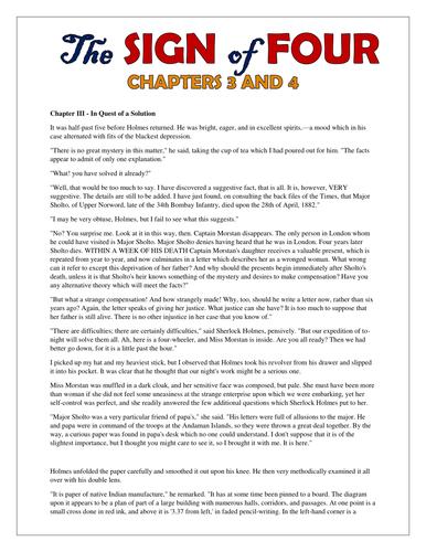 The Sign of Four - Doyle's Use of Language | Teaching Resources