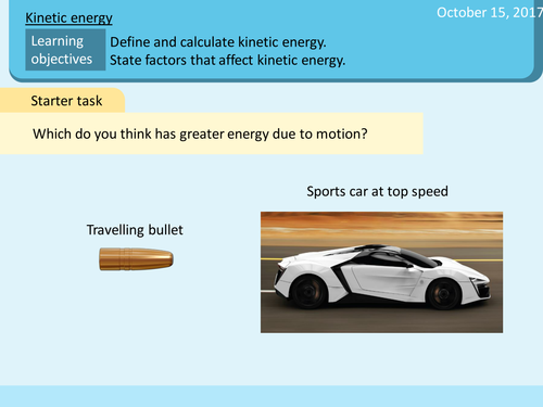 Kinetic energy / Kinetic energy calculations / Motion | Teaching Resources