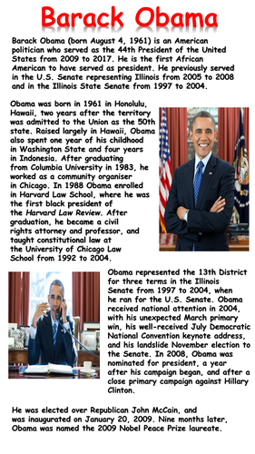 Barack Obama Mini Biography | Teaching Resources