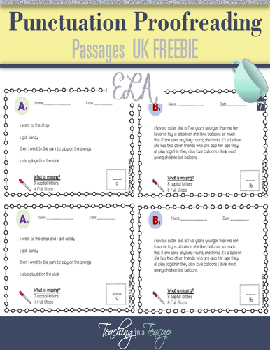 FREEBIE - Proofreading Passages UK Spelling | Teaching Resources