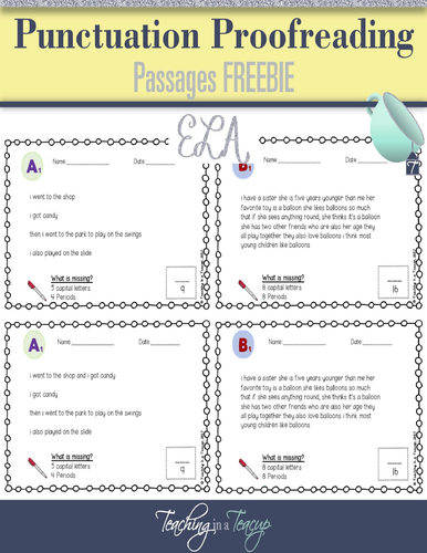 FREEBIE - Proofreading Passages | Teaching Resources