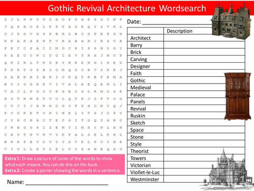 Gothic Revival Architecture Wordsearch Art & Design Starter Settler ...