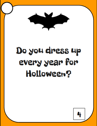 Halloween vocabulary - 30 ESL Halloween speaking prompt question cards ...