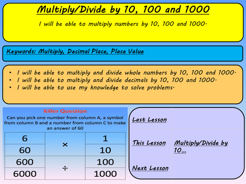Multiply and Divide by Powers of 10 | Teaching Resources