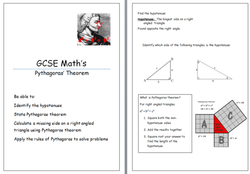 GCSE Maths Pythagoras theorem lesson. Workbook with answers. | Teaching ...