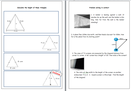 GCSE Maths Pythagoras theorem lesson. Workbook with answers. | Teaching ...