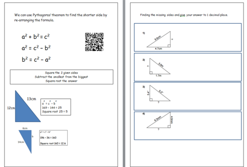 GCSE Maths Pythagoras theorem lesson. Workbook with answers. | Teaching Resources