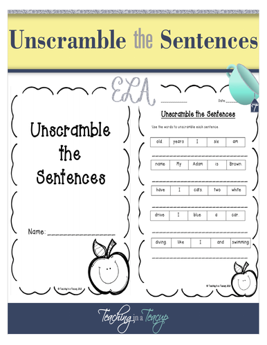 Unscramble the Sentences - Sentence Structure | Teaching Resources