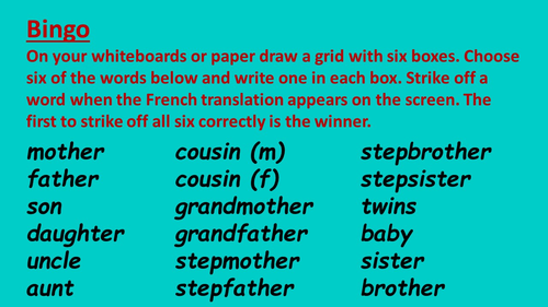 French Family (La Famille) Vocabulary | Teaching Resources