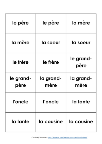 French Family (Ma Famille) Games | Teaching Resources