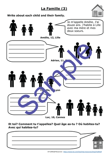 French Family (Ma Famille) Worksheets | Teaching Resources