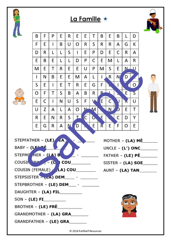 French Family (Ma Famille) Worksheets | Teaching Resources