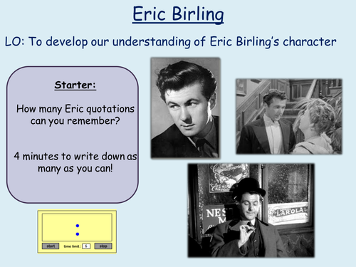Eric Birling Revision An Inspector Calls | Teaching Resources