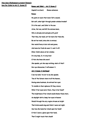 Romeo and Juliet Act 2 Scenes 2 & 3 | Teaching Resources