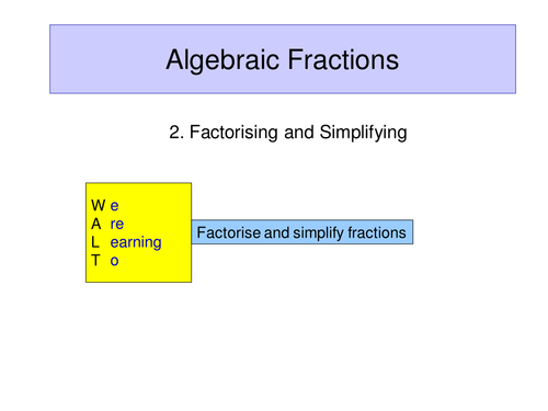 Simplifying Algebraic Fractions | Teaching Resources