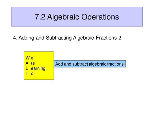 Algebraic Fractions | Teaching Resources