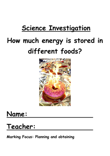 Investigating energy in foods writing frame | Teaching Resources