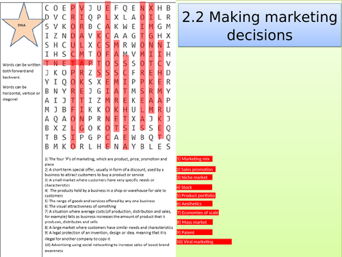 Edexcel GCSE (9-1) Business Topic 2.2 key words wordsearch | Teaching ...