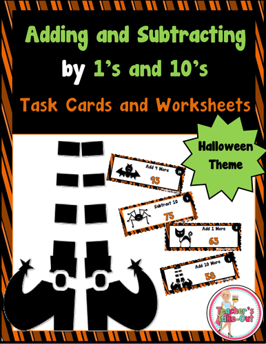 Halloween Adding and Subtracting by 1s and 10s | Teaching Resources