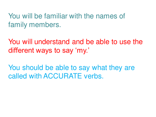 Family presentation - use of mon, ma, mes | Teaching Resources