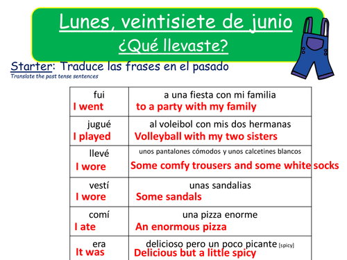 GCSE and KS3 LA ROPA (clothes) resources - MIX OF TENSES | Teaching ...