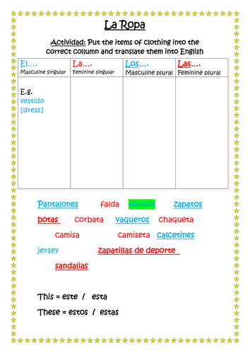 GCSE and KS3 LA ROPA (clothes) resources - MIX OF TENSES | Teaching ...