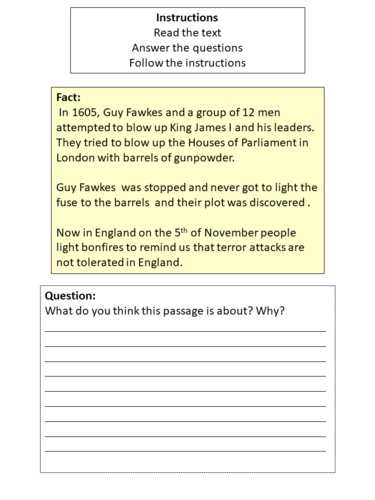 Easy read - Guy Fawkes - Bonfire night lesson | Teaching Resources