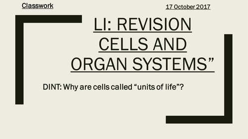 Cells and Organ systems Revision quiz | Teaching Resources
