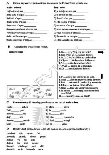 The Perfect Tense in French - a step by step guide | Teaching Resources