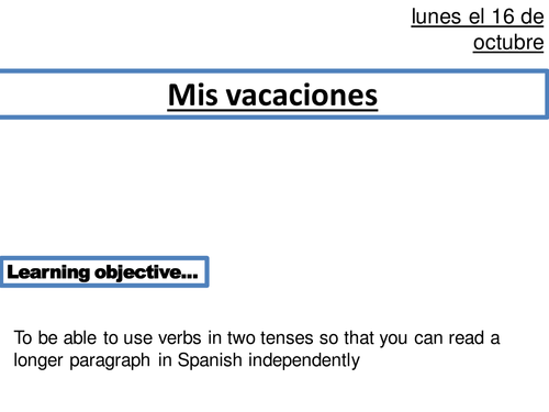 Past and present holidays - Spanish | Teaching Resources