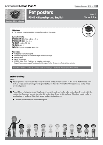 AnimalKind lesson 9: Pet posters | Teaching Resources