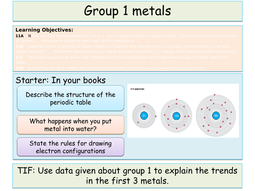 Group 1 Metals | Teaching Resources