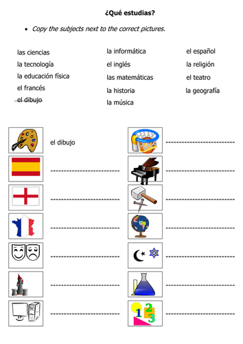 Spanish Year 7 - School subjects + estudiar (Que estudias? Vamos al ...